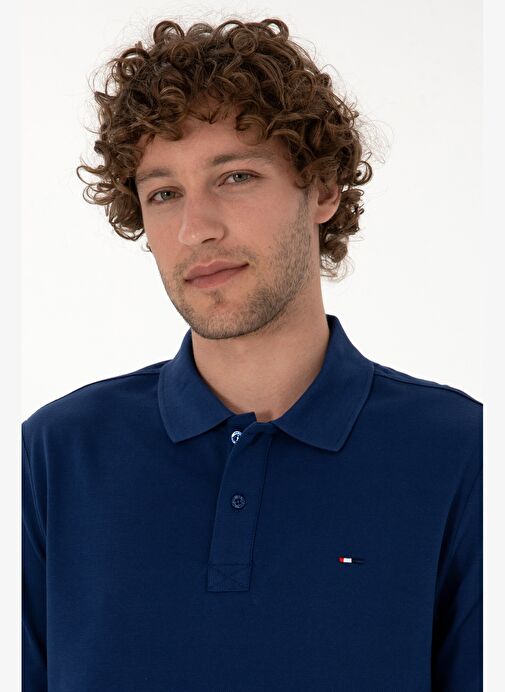 U.S. Polo Assn. Erkek Regular Fit Polo Yaka İndigo Basic Sweatshirt ...