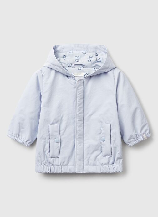 Bebek Toz Mavi Logo Etiketi Detaylı Kapüşonlu Yağmurluk - 15465604 | Boyner