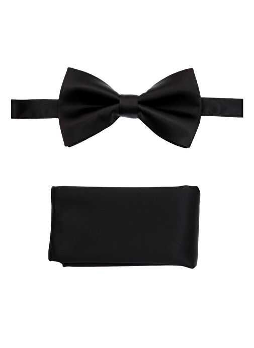 Siyah Düz Papyon Mendil Set - 15410102 | Boyner