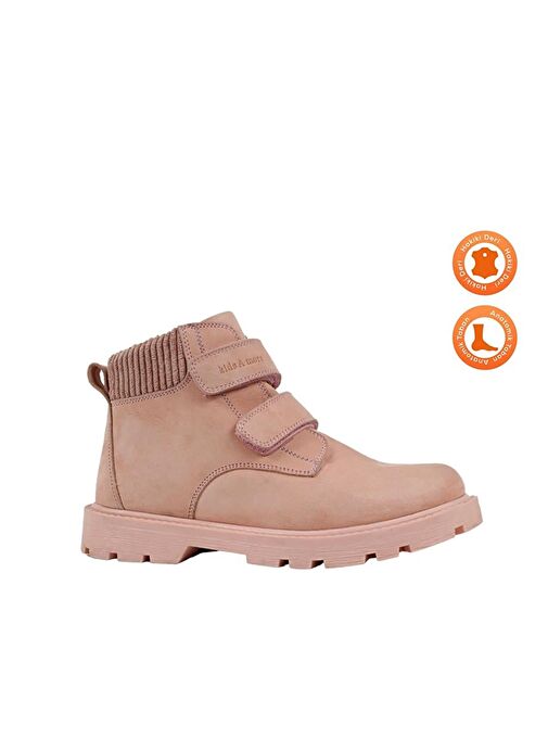 Cate Yaka Detaylı Çift Cırtlı Nubuk Kız Çocuk Bot Pudra - 15201220 | Boyner