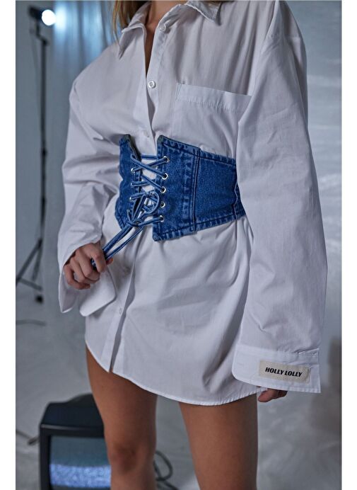 Ayarlanabilir Bağcıklı Jean Korse Mavi - 15784035 | Boyner