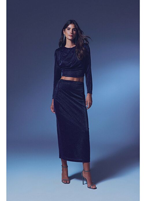 Simli Midi Etek - Lacİvert - 15332149 | Boyner