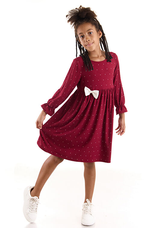 Bordo Puantiyeli Modal Elbise - 15208789 | Boyner