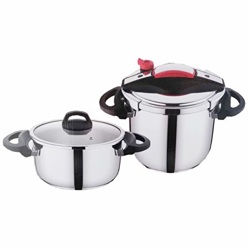 Falez Twist Cook 4+7 Litre Düdüklü Tencere Seti Siyah Kırmızı Twc-1002 ...