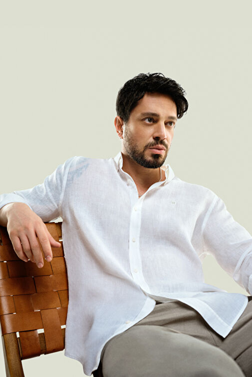 Erkek Beyaz %100 Keten Gömlek B002191 - 15031247 | Boyner