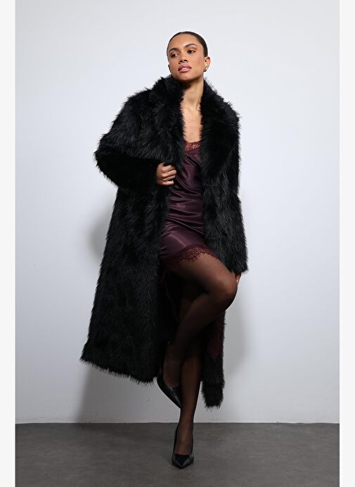Antioch Siyah Suni Kürklü Uzun Kaban - 15760028 | Boyner