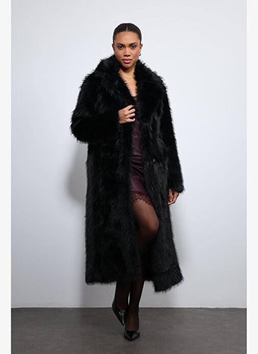 Antioch Siyah Suni Kürklü Uzun Kaban - 15760028 | Boyner