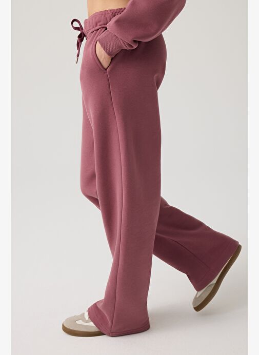 Los Ojos Bordo Geniş Kalıp Geniş Paça Eşofman Altı Straight Leg ...