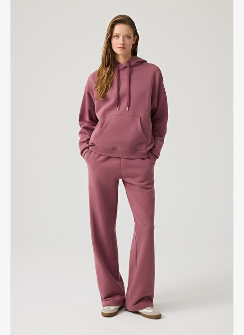 Los Ojos Bordo Geniş Kalıp Geniş Paça Eşofman Altı Straight Leg ...