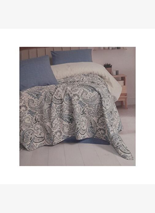 Fixe Baskili Cift Kisilik Pike Takimi Alessi Mavi - 15786131 | Boyner