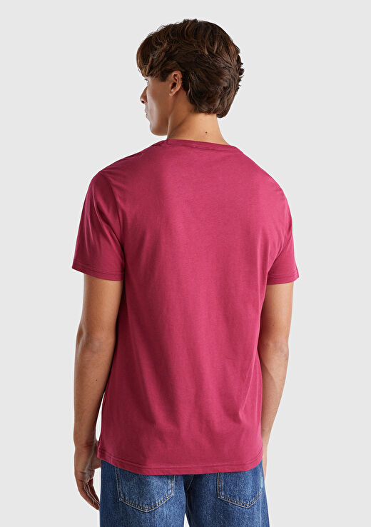 Erkek Bordo %100 Pamuk Önü Baskılı Kısa Kollu Yuvarlak Yaka T-Shirt ...