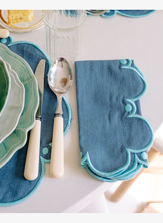 Mariaida Home Viana Amerikan Servis Peçete Set Koyu Mavi Açık Mavi ...